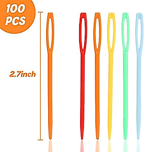 LoveInUSA 100 PCS Plastic Needles for Kids, Large Eye Plastic Needles Plastic Sewing Needles for Handmade Crafts DIY Notions Stitchery