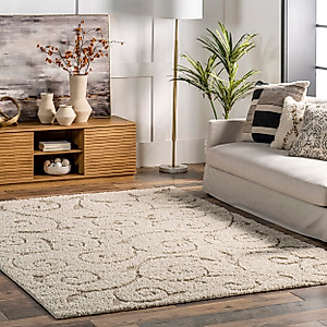 nuLOOM Maisha Contemporary Shag Area Rug, 5x8, Cream