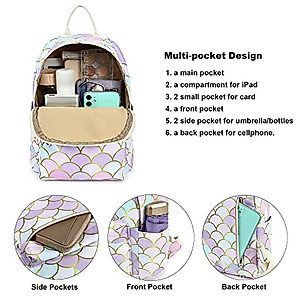 Yusudan Mermaid Mini Backpack for Women Girls, Small Backpack Purse for Teens Kids School Travel