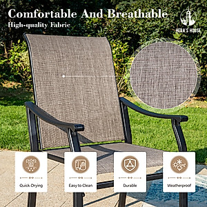 HERA'S HOUSE Outdoor Dining Set 7 Piece Patio Dining Sets, 6 Brown Textilene Chairs and 1 Rectangular Metal Dining Table, Patio Furniture Set for Deck Backyard Lawn Garden Porch