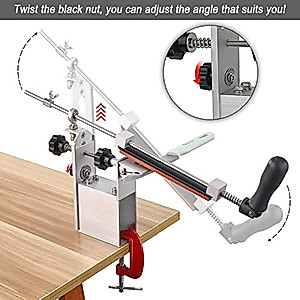 NEGOVORI Knife Sharpener,Professional Stainless Fixed Angle Sharpener,With 6 Plastic Base Whetstones, 360° Flip Rotation Fixed Angle Kitchen Chef Knife Sharpener Knife Sharpening Kit