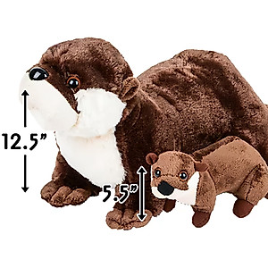 Rhode Island Novelty Adventure Planet Birth of Life River Otter with Baby Plush Toy 12.5" Long Without Tail