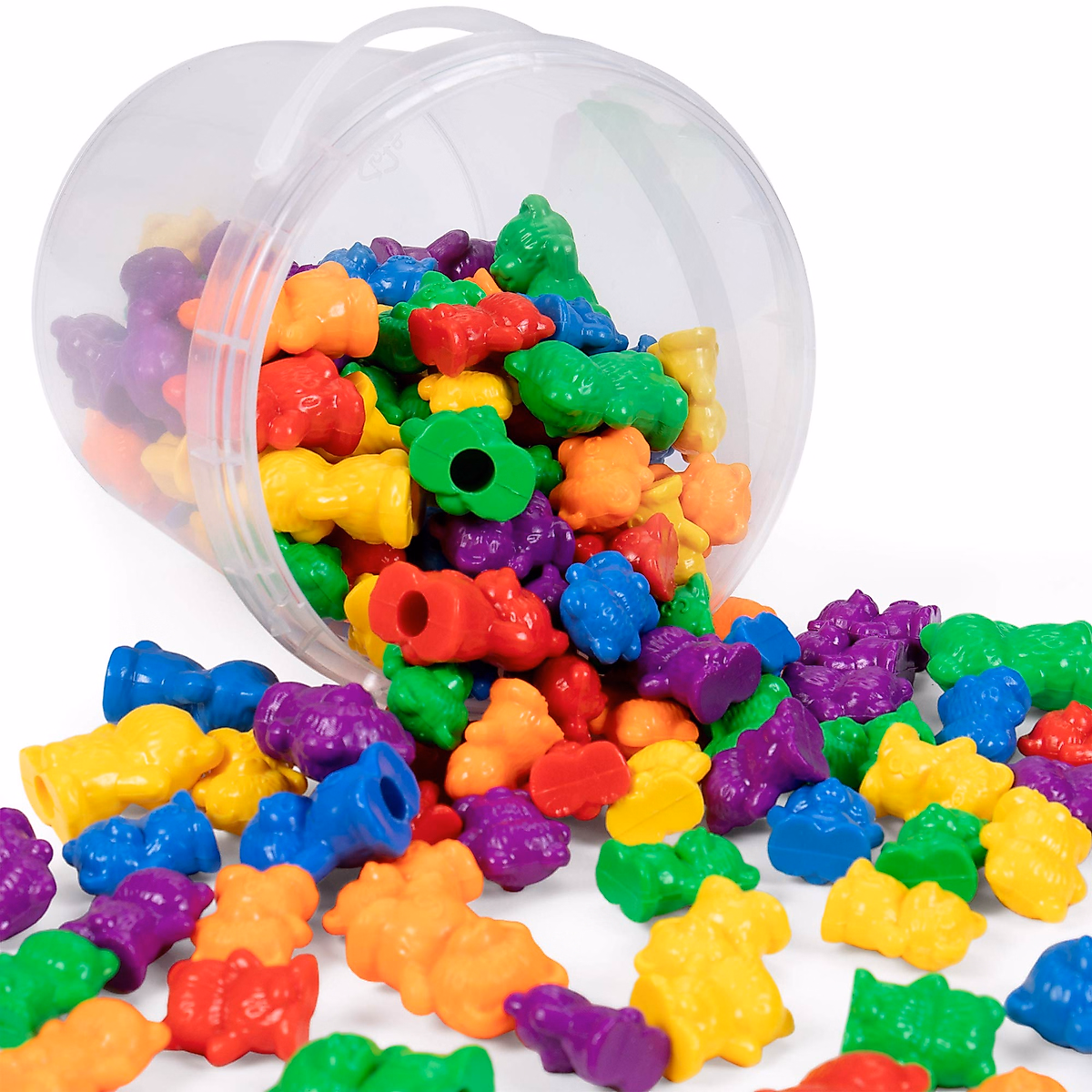 Colorful Counting Bear Cubs & Jumbo Rainbow Tweezers - Includes Bucket of 125+ Bears and 6 Pairs of Tweezers - Great for Early Childhood Education, Preschool Prep, Daycare Activities, Montessori Toys