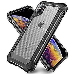 SUPBEC iPhone X Case, iPhone Xs Case with [ Screen Protector Tempered Glass x2Pack] Protective Phone Cover with Silicone PC+TPU Shockproof Rubber Heavy Duty Case for iPhone X/iPhone Xs-Clear Black