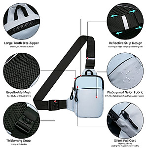 Long Keeper Mini Sling Bag - Men Women Small Waterproof Crossbody Bag Casual Phone Chest Bag for Travelling Hiking (Light Blue)