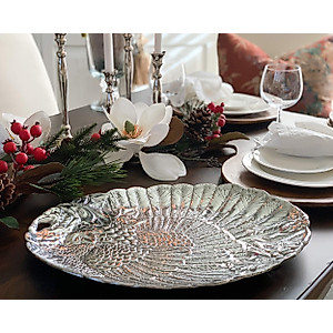 Arthur Court Designs Aluminum Harvest Turkey Oval Platter Food Serving Tray Thanksgiving Holiday Theme Metal Artisan Quality Hand Polished Tarnish-Free 21.5 inch x 16 inch