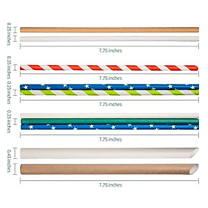 OURORANGE. 60 Pack. Disposable Degradable and Eco-friendly Individually Wrapped Paper Straws for Drinking. White