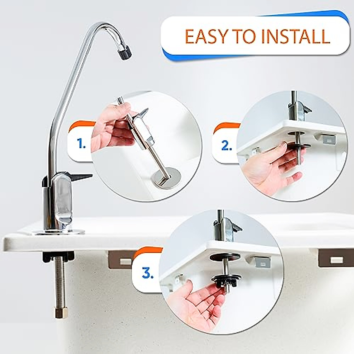Aquaboon Non-Air Gap RO Faucet - Reverse Osmosis Faucet Chrome Finish - Drinking Water Faucet for Kitchen Sink fits Water Filtration System - Filtered Water Faucet Stainless Steel - Beverage Faucet