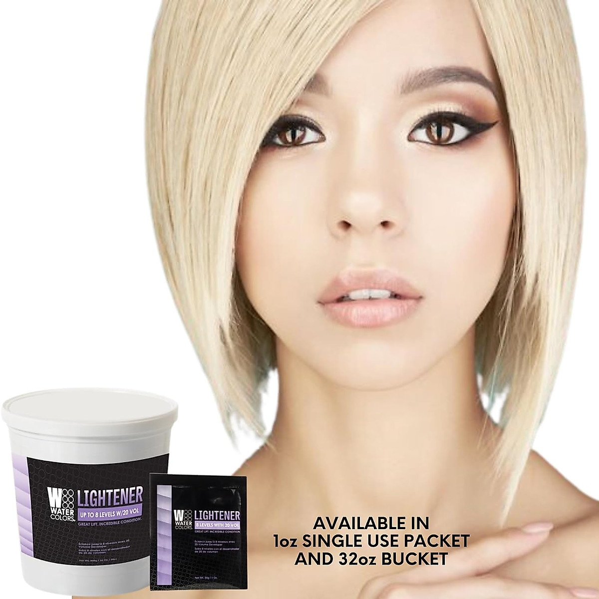 Watercolors Lightener, Hair Bleach Conditioning Lightening, 8 Levels Lift, Incredible Condition Water Colors Hair Dye Maintenance Wash (LIGHTENER - 1 oz packette (single use))