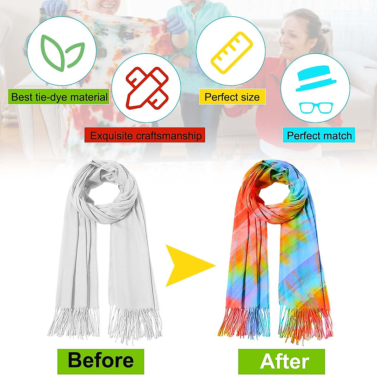 Vodolo White Thing for Tie Dye,3 PCS Tie Dye Kits for Adults Kids Women Large Groups,Cotton Things Items To Tie Dye Party Supplies