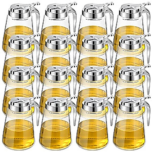 Set of 12 Honey Maple Syrup Dispenser 12 oz Glass Bottle Syrup Pitcher with Retracting Spout Syrup Containers for Restaurants Sugar Coffee Milk Creamer Condiment, 3.2 x 4.8 Inches