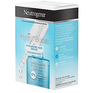 Neutrogena Hydro Boost Hyaluronic Acid Serum with 17% Hydration Complex, Lightweight Daily Hyaluronic Acid Facial Serum 1 oz (Pack of 2)