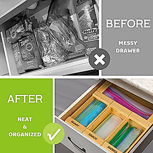 Barrenwood Ziplock Bag Storage Organizer, Storage Bag Organizer, 4 Separate Baggie Organizer, Ziplock Bag Storage Organizer for Kitchen Drawer, Compatible with Gallon, Quart, Sandwich & Snack Variety Size Bags