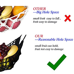 Large Macrame Fruit Hammock Under Cabinet,Veggie Banana Hammock Hanging Fruit Basket,Saves Counter Space for Kitchen Boat Rv Camper (black)