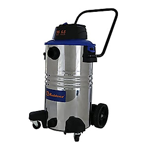 Koblenz Stainless Wet-Dry 6.5 HP Vacuum Cleaner and Blower with Rear Pull Handle, 16 Gallon Tank, Stainless Steel/Black