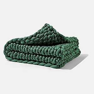 Gravity Blanket Weighted Chunky Knit Blanket, Chunky Hand Knitted Blanket, 10 lbs Deep Forest, 42"x 66", Original Weighted Blanket for Sleep, Bamboo Jersey Made, Breathable Cozy Warm Throw Blanket
