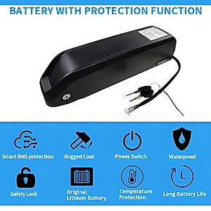 BAFANG Electric Bike Battery 48V 52V 13Ah 17.5Ah 20Ah Ebike Lithium Ion Battery with Charger and Key 500W 750W 1000W 1500W Motor AW and Other Motors