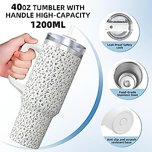 HULIBIN Stripe and Light Print Double Deck Stainless Steel Travel Coffee Cup With Lid 40 Oz Ice Bully Cup