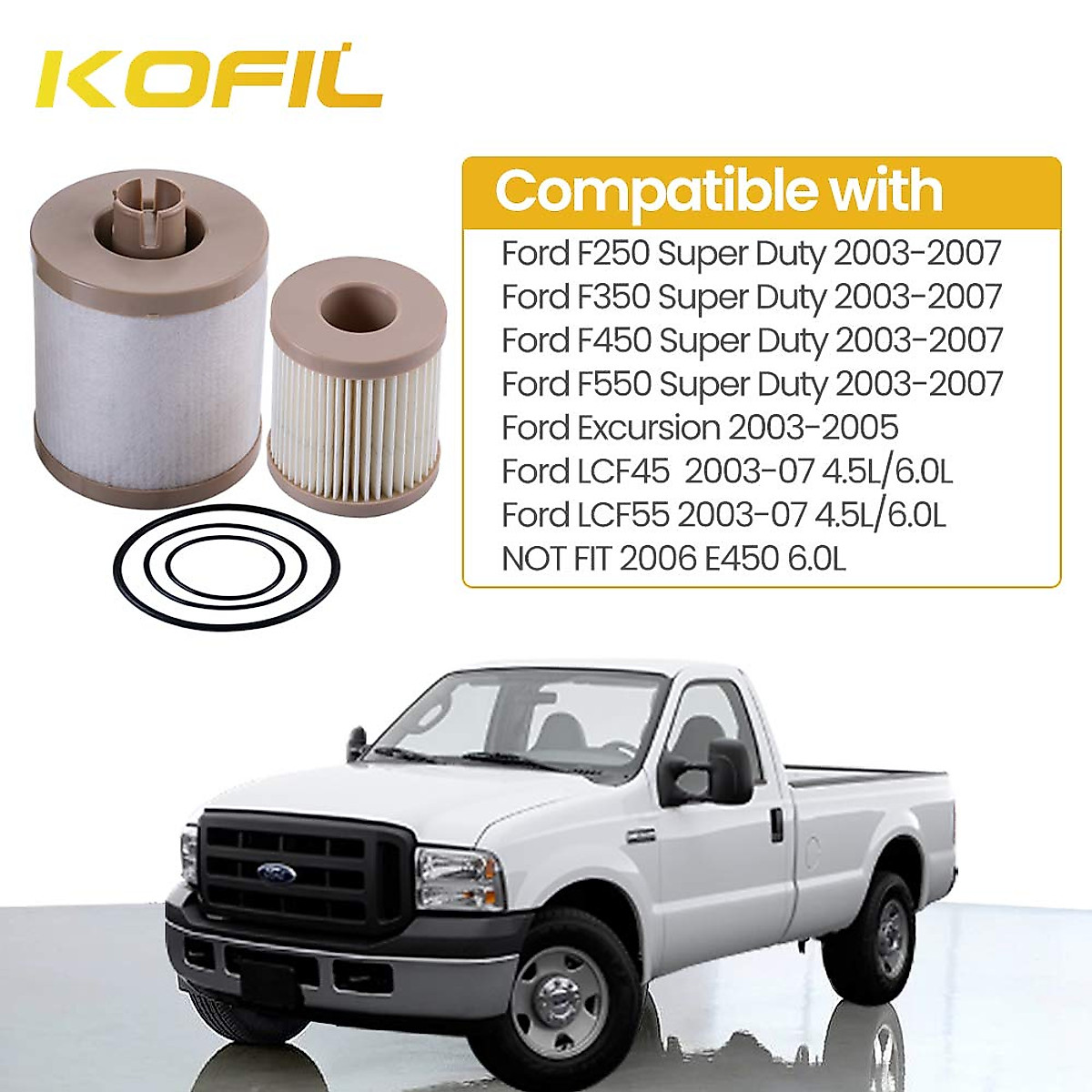 FD-4616 Fuel Filter Compatible with Ford 6.0L Powerstroke F250 F350 F450 F550 Super Duty 03-07 Excursion 03-05 FD4616 4 Micron Diesel Filter Replaces 3C3Z9N184CB Upper Fuel Bowl Lower Lifter Pump