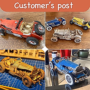 RoWood Model Cars to Build, 3D Wooden Puzzle for Adults & Teens, DIY Scale Mechanical Car Model Building Kits, Best Toys Gift for Kids - Grand Prix Car