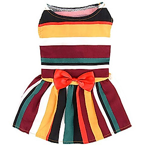 Zunea Dog Dress for Small Dogs Girl Striped Summer Puppy Princess Skirt with Bowtie Elegant Party Wedding Birthday Costume Outfits Pet Pullover Sundress Doggie Chihuahua Toy Poodle Clothes Apparel XS