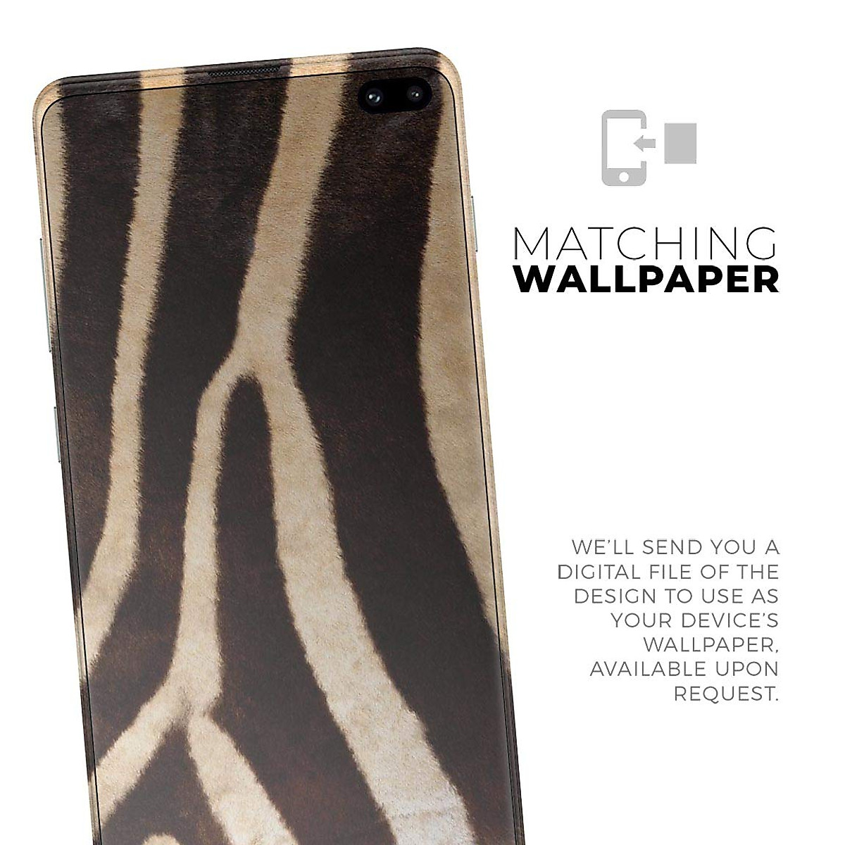 DesignSkinz Real Zebra Print Texture Protective Vinyl Decal Wrap Skin Cover Compatible with The Samsung Galaxy S20 (Screen Trim & Back Glass Skin)