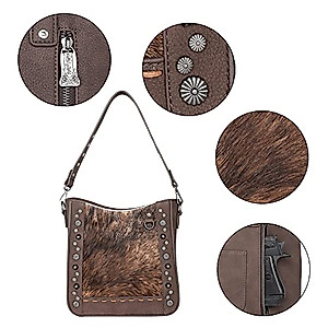 Trinity Ranch Ranch Hair-On Studs Concealed Carry Hobo for Women Western Shoulder bag with Wallet TR140G-921CF+W