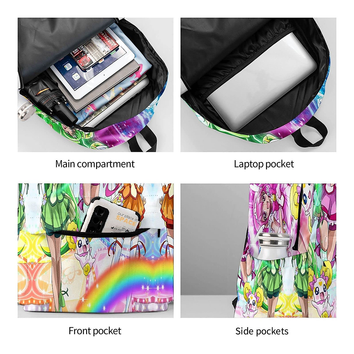 Ennankob anime cartoon backpack anime Backpack 3d Casual Light Weight Bookbags for girls women