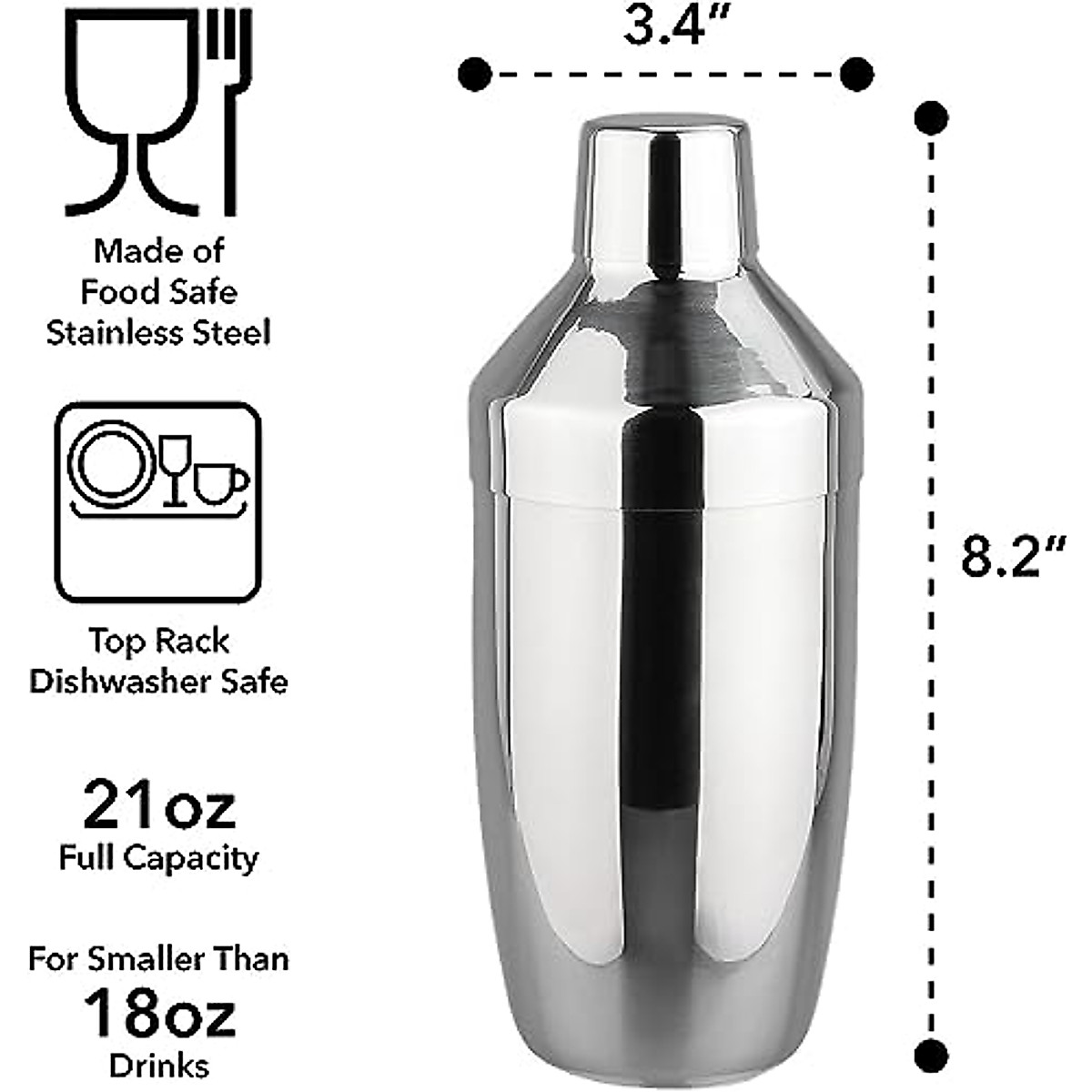 Arora 21oz Double Wall Stainless Steel Cocktail Shaker with insulated Design and Built-in Strainer，Margarita Mixer Drink Shaker for Bartending Home bar