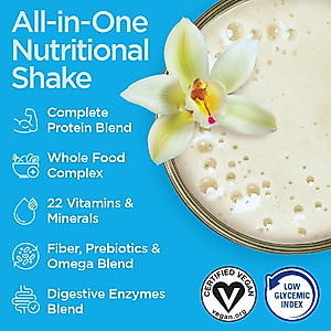 Vegansmart Naturade Plant Based Vegan Protein Powder - All-in-One Nutritional Shake Protein Blend - Gluten Free & Non-GMO - Vanilla - 2 Pack (30 Servings)