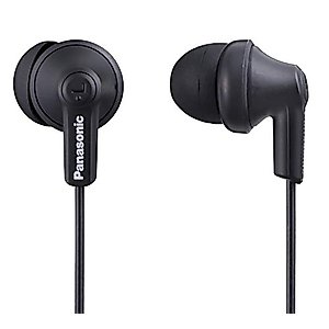 Panasonic ErgoFit In-Ear Earbud Headphones RP-HJE120-KA (Matte Black) Dynamic Crystal-Clear Sound, Ergonomic Comfort-Fit (Renewed)