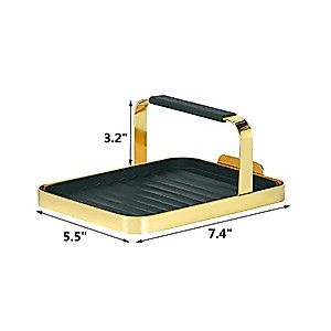 JIEQIJIAJU Cooking Spoon Rest, Multiple Utensil Rest with Drip Pad Spoon Holder for Stove Top Kitchen Gadgets Holder Cooking Utensil Organizer for Spoons, Spatulas, Ladles, Pot Lid Stand Holder, Gold