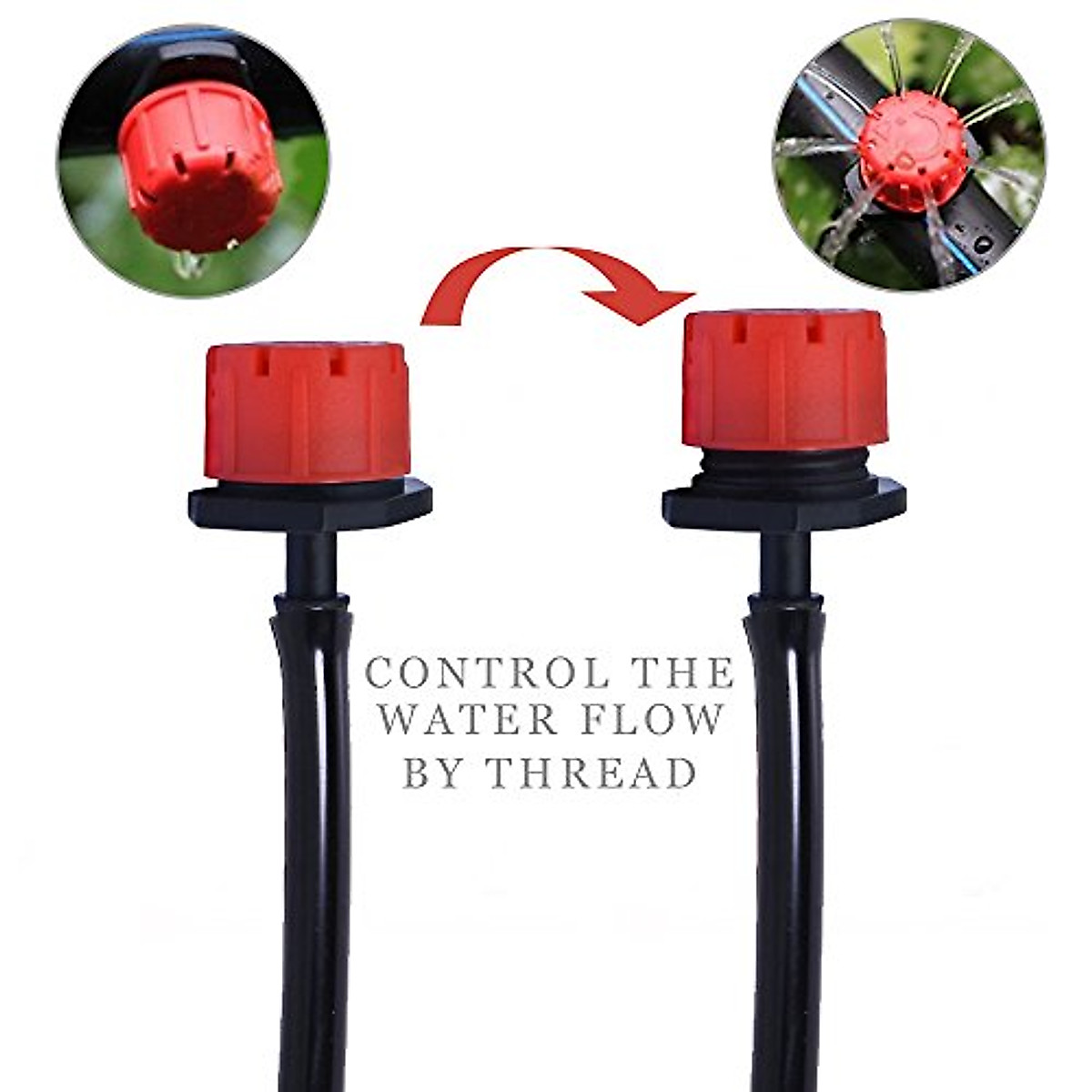 100pcs 360 Degree Adjustable Irrigation Drippers Sprinklers, 1/4 Inch Emitters Drip for Watering System by Korty