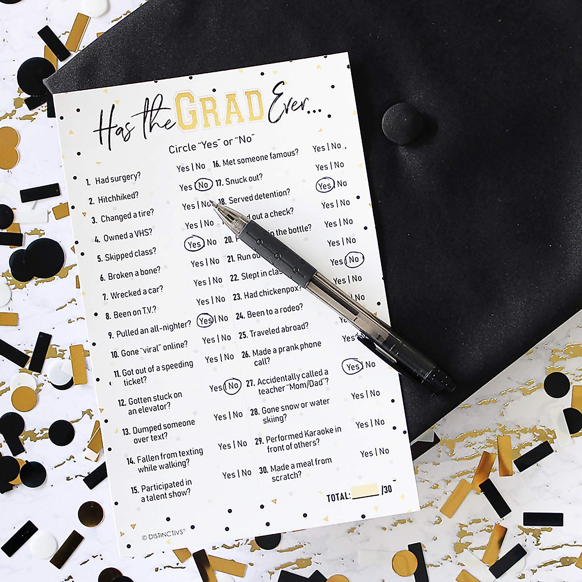 DISTINCTIVS Grad Party Games, Has The Grad Ever Graduation Party Game - 25 Count