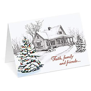 Current Winter Home Personalized Christmas Greeting Cards Set - Set of 18 Large 5 x 7-Inch Folded Cards, Themed Religious Holiday Card Value Pack, Add Names or Text, Envelopes Included