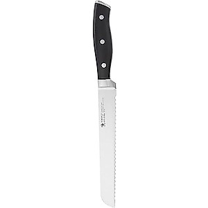 HENCKELS Forged Accent Razor-Sharp 7-inch Hollow Edge Santoku Knife, White Handle, German Engineered Informed by 100+ Years of Mastery, Black