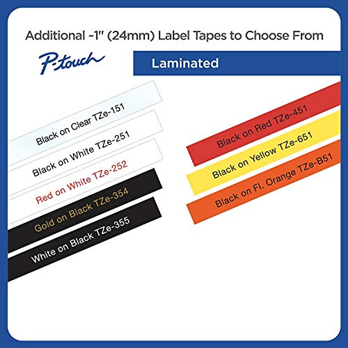 Brother Genuine P-touch TZE-B51 Tape, 1" (0.94") Wide Standard Laminated Tape, Black on Fluorescent Orange, Laminated for Indoor or Outdoor Use, Water-Resistant, 0.94" x 16.4' (24mm x 5M), TZEB51