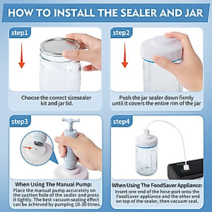 Aspen Essentials Mason Jar Vacuum Sealer Kit | with Attachment Accessory Hose Compatible FoodSaver Glass Jars Wide Regular Mouth Lids Manual Pump and Lid Opener, white