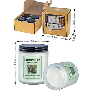 GITRANG 4 Pack Citronella Candle Set, 30 oz 200 Hour Home Aromatherapy Jar Candles, Long Lasting Aromatherapy Candles for Bedrooms Yoga Rooms Lounges Gardens Patios Balconies and Camping