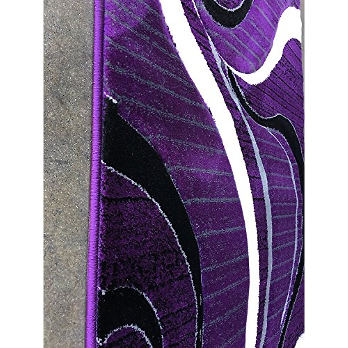Modern Purple,Black & Grey Door Mat Contemporary Area Rug Swirl Contempo 344 (2 Feet X 3 Feet 4 inch)