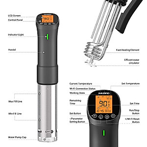 Sous Vide Cooker| Inkbird Wifi Sous Vide Mchine Precision Cooker, 1000W Immersion Circulator with Recipes,Timer | Ultra-Quiet : ISV-200W