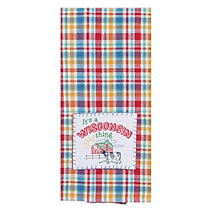 2 Piece Home State Of Wisconsin Embroidered Kitchen Towel Bundle - Flour Sack Towel and Tea Towel