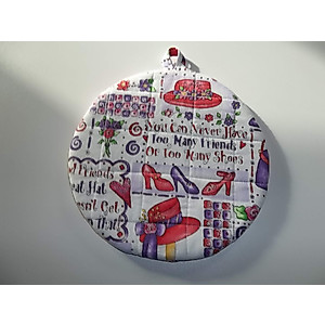 Pot Holders Heat Resistant Red Hat Society Hattitude Potholders Handmade Double Insulated Quilted Hot Pads Trivets 9 inches Round