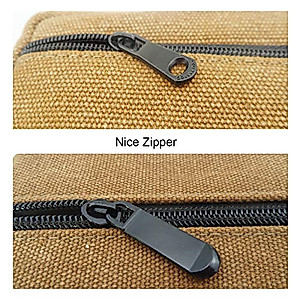 Enyuwlcm Heavy Canvas Stationery Large Pencil Bag with Handle Strap Durable Pencil Case with Two Compartments Zipper Pencil Holder 1 Pack Brown