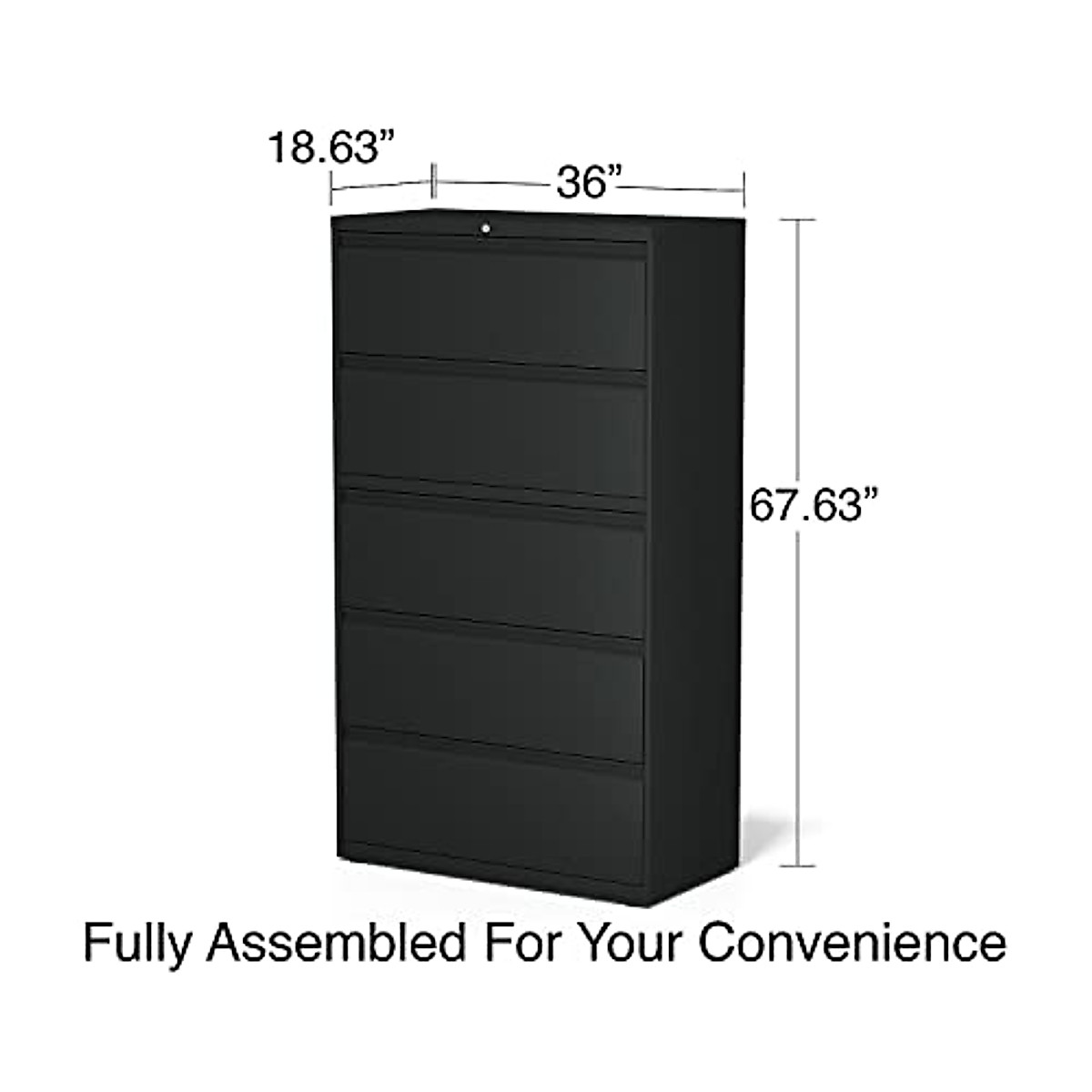 STAPLES 21754D Hl8000 Commercial 5-Drawer Lateral File Cabinet, Locking, Letter/Legal, Black, 36-W