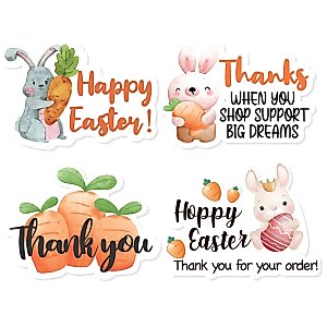 360 PCS Easter Bunny Stickers 4 Design,Cute Small Business Envelopes Stickers for Handmade Goods/Bags Business Packages,Easter Day Theme Small Shop Business Stickers for Envelopes Seals -Carrot