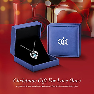CDE Birthstone Necklaces for Women, 925 Sterling Silver Forever Love Heart Pendant Necklace, Christmas Birthday Anniversary Valentine's Day Jewelry Gift for Wife Mother Girlfriend Daughter Her