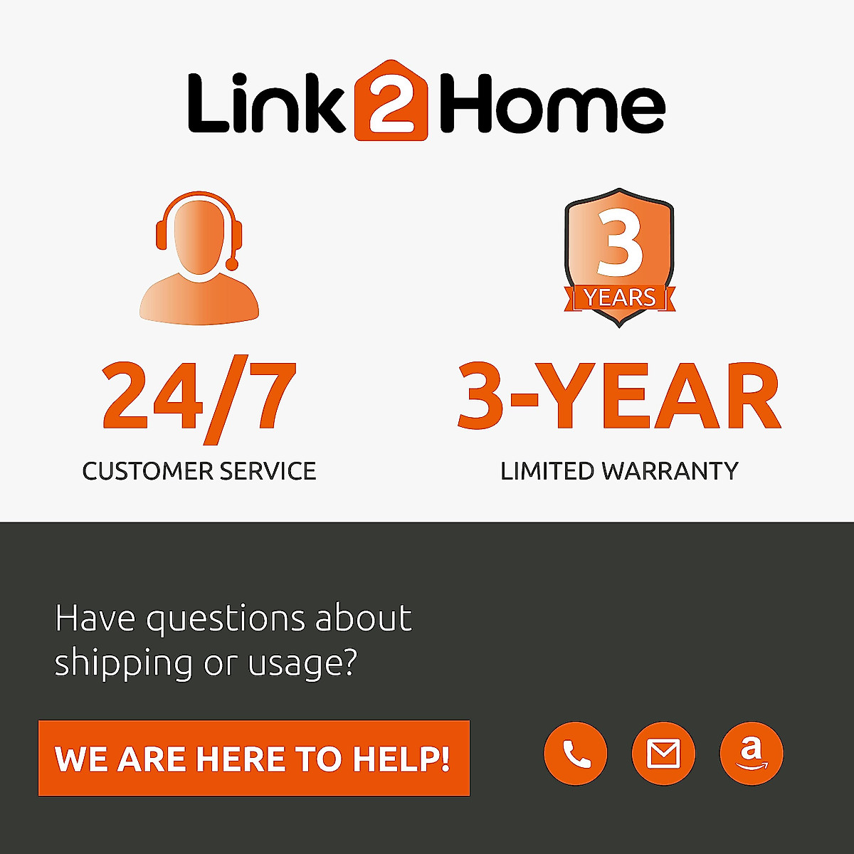 Link2Home Cord Reel 80 ft. Extension Cord 4 Power Outlets – 14 AWG SJTW Cable. Heavy Duty High Visibility Power Cord.