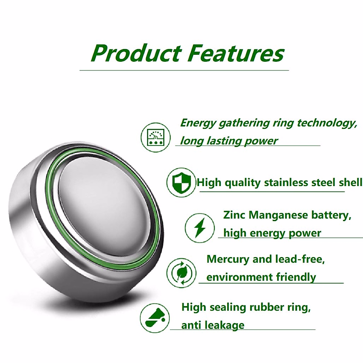 Cotchear 10pcs AG0 Coin Battery LR521 379 Button Cell Coin Alkaline Battery 1.5V for Watches Toys No Mercury