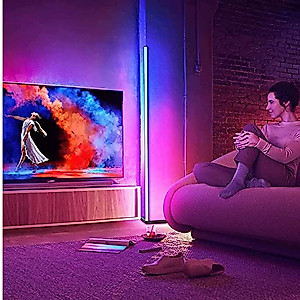 LED Corner Floor Lamp, 150CM RGB Smart Floor Lamps Colour Changing Standing Lamp Floor Light with App/Remote Control Music DIY Mode Dimmable Mood Lighting for Living Room Bedroom Gaming Room